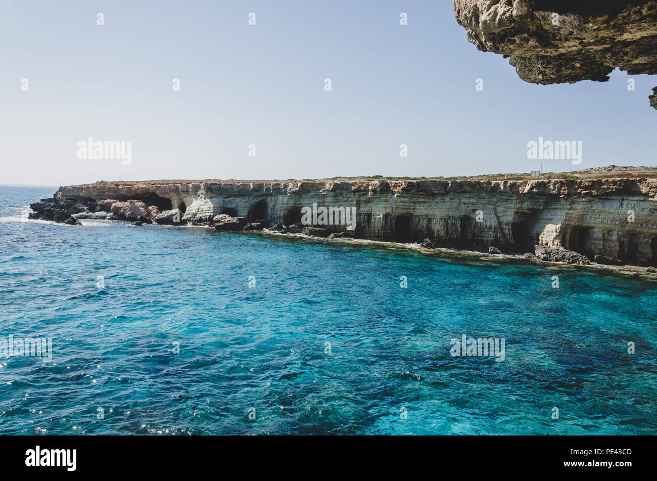 Landscape shot of the cliffs at Ayia Napa, Cyprus with beautiful ...