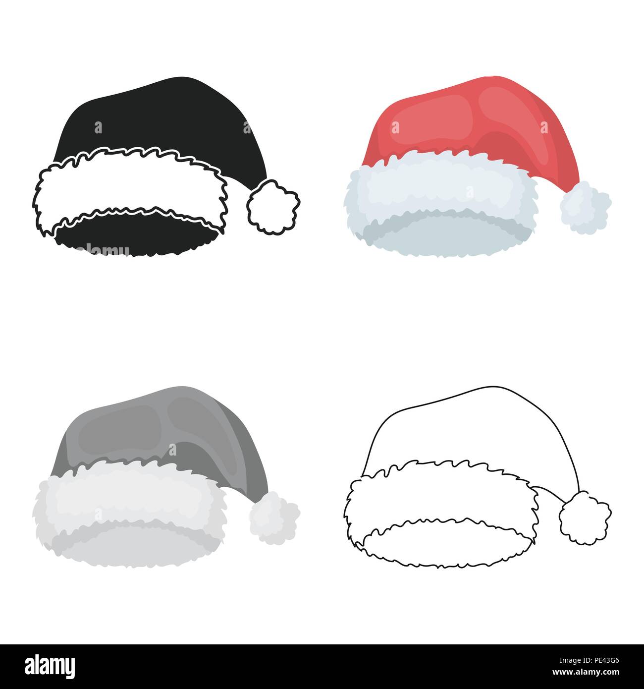 Christmas cap icon in cartoon style isolated on white background. Hats ...