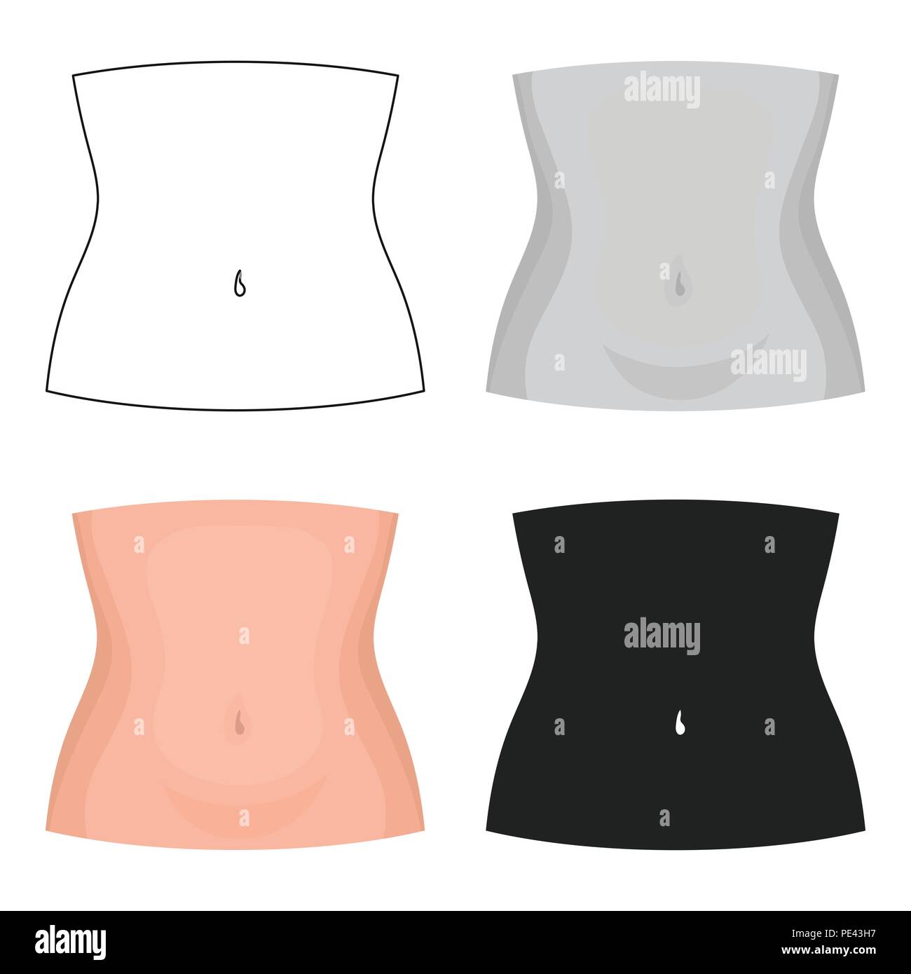 Abdomen icon in cartoon style isolated on white background. Part of ...