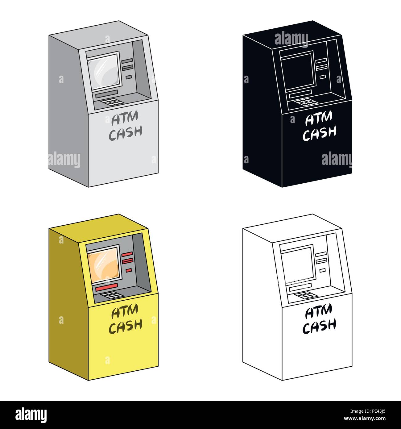 Terminal, ATM for receiving cash. Terminals single icon in cartoon ...