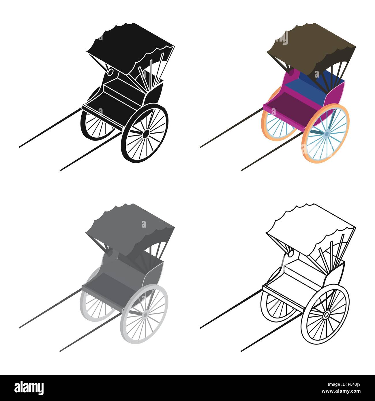 Rickshaw icon in cartoon design isolated on white background ...