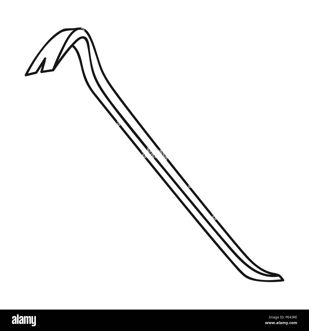 Crowbar icon in outline style isolated on white background. Crime ...