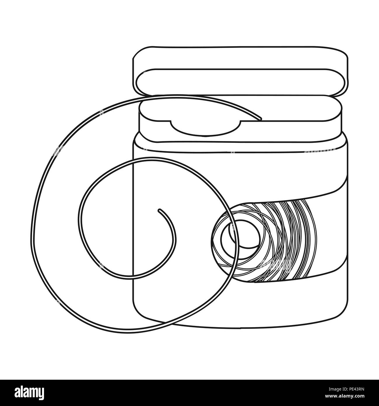 Dental floss icon in outline style isolated on white background. Dental ...