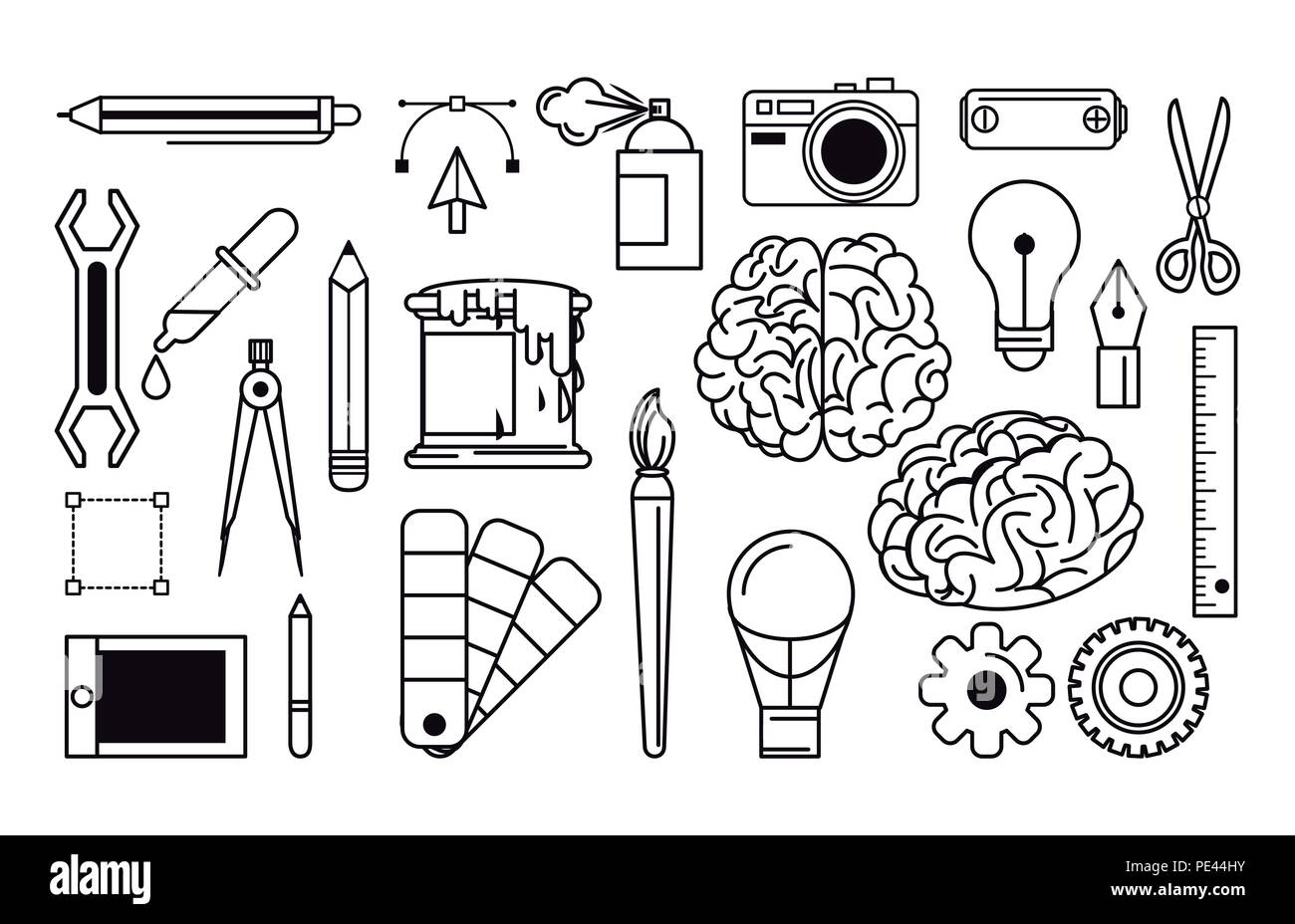 Table design linear icons Cut Out Stock Images & Pictures - Alamy