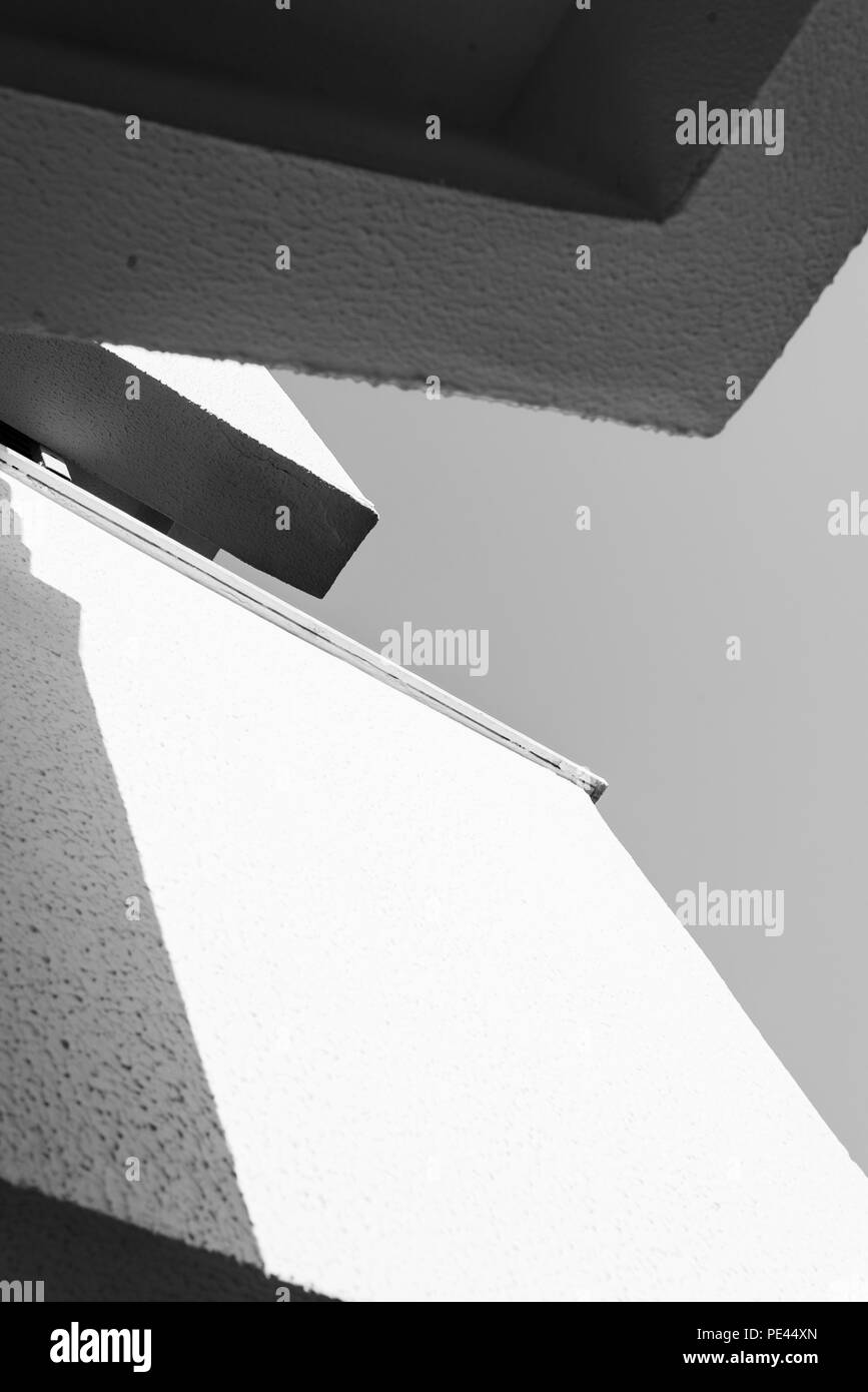 Acute angles form this black and white image of architectural design ...