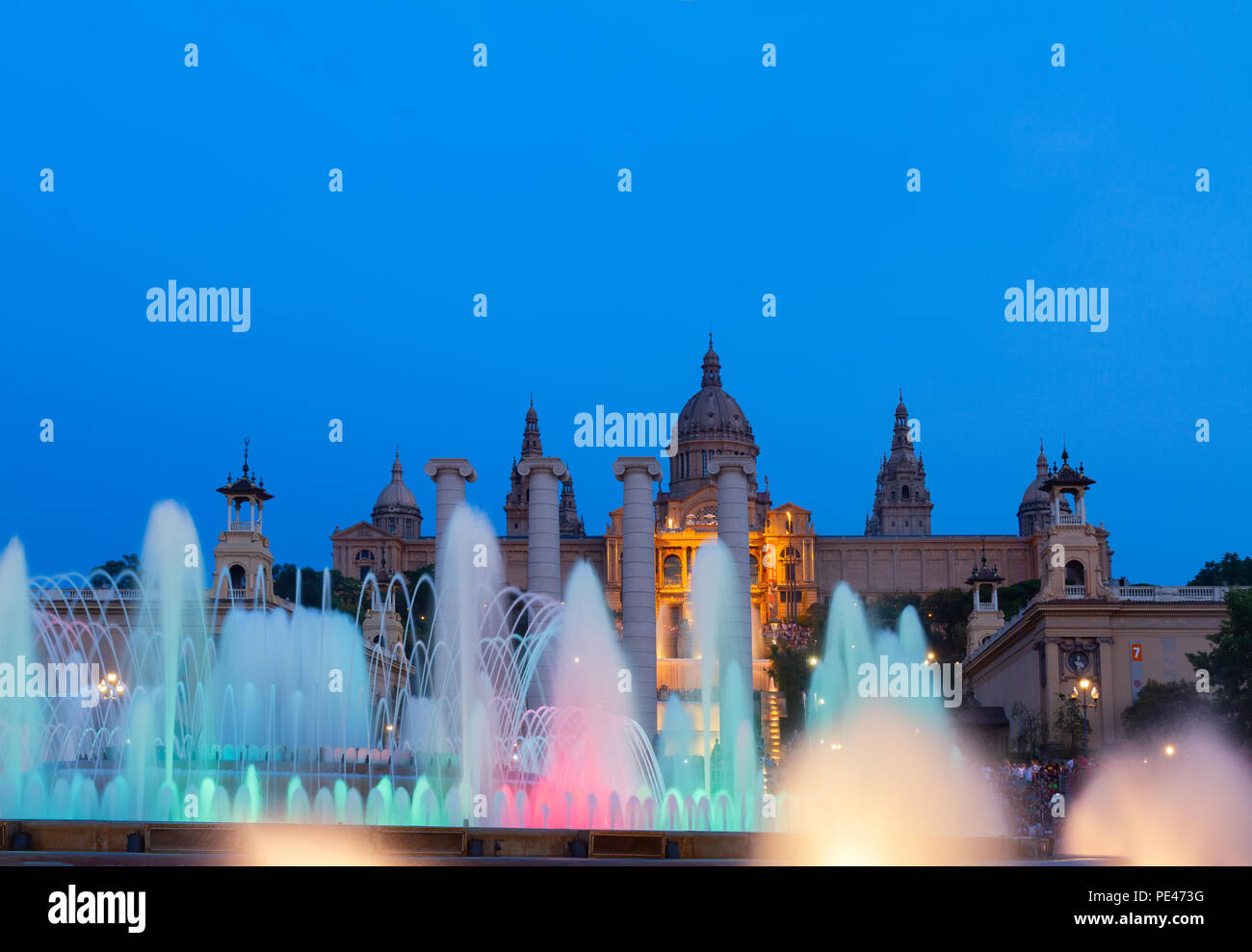 The magic fountain and palace of montjuic hi-res stock photography and ...