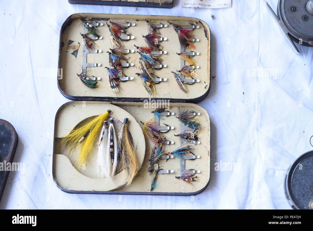 A collection of fishing flies and other fly fishing equipment ...