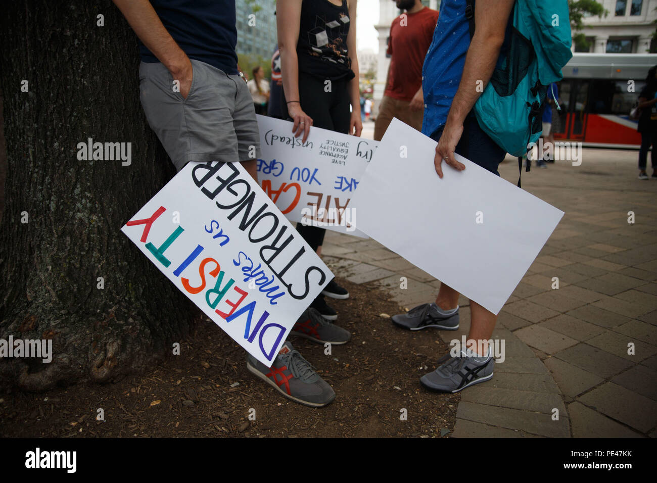 Washington, United States. 12th Aug, 2018. Protesters attend the Unite ...