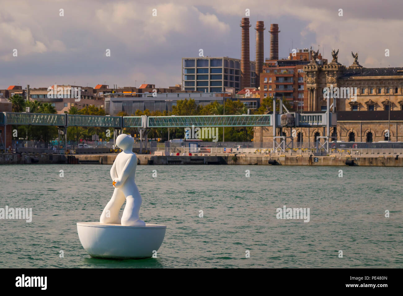 Interesting symbol in a harbor of Barcelona in Spain Stock Photo - Alamy