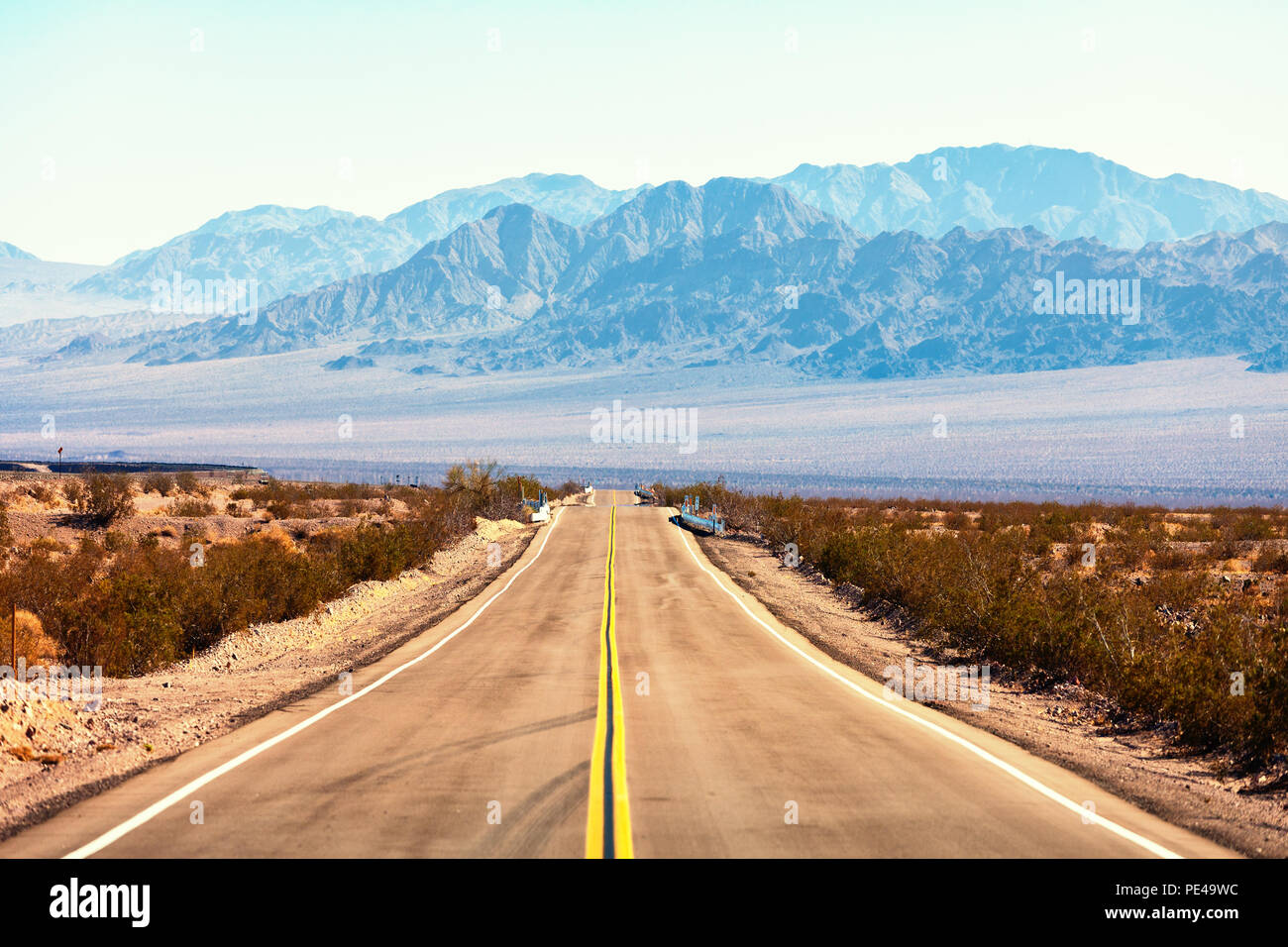 View from the Route 66, Mojave Desert, Southern California, United ...