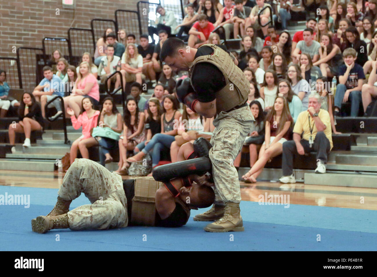 U.S. Marine Corps Sgt. Christopher Flores, left, and Sgt. Robert W ...