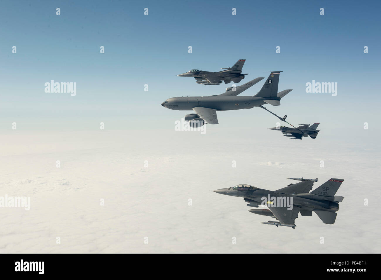 U.S. Air Force F-16 Fighting Falcons from the 408th Fighter Squadron ...