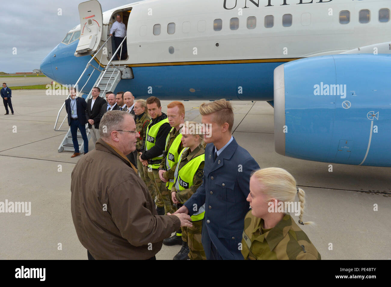 Deputy Secretary of Defense Bob Work thanks the security detail and ...