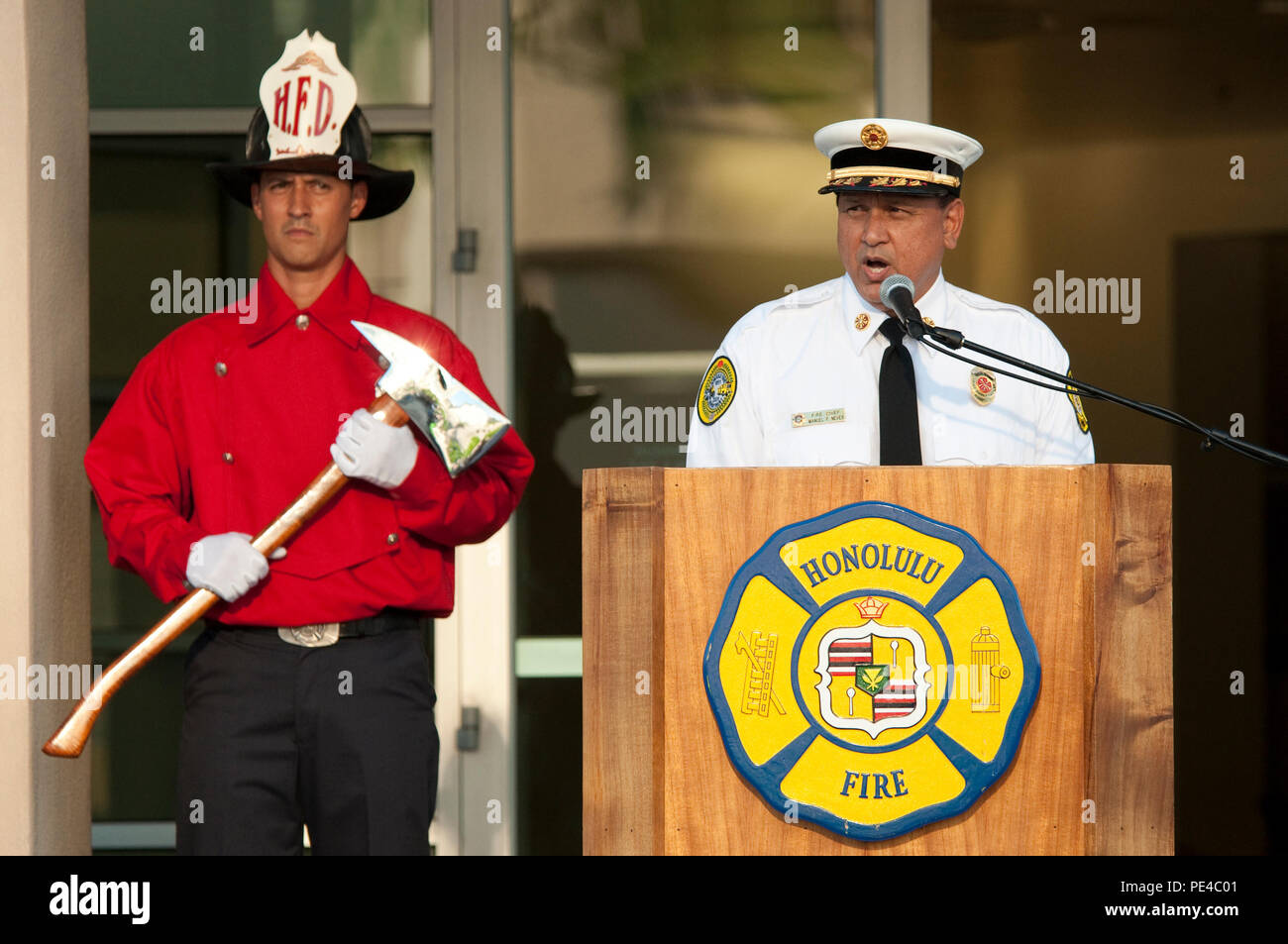 Manuel P. Neves, the fire chief of the Honolulu Fire Department, offers ...