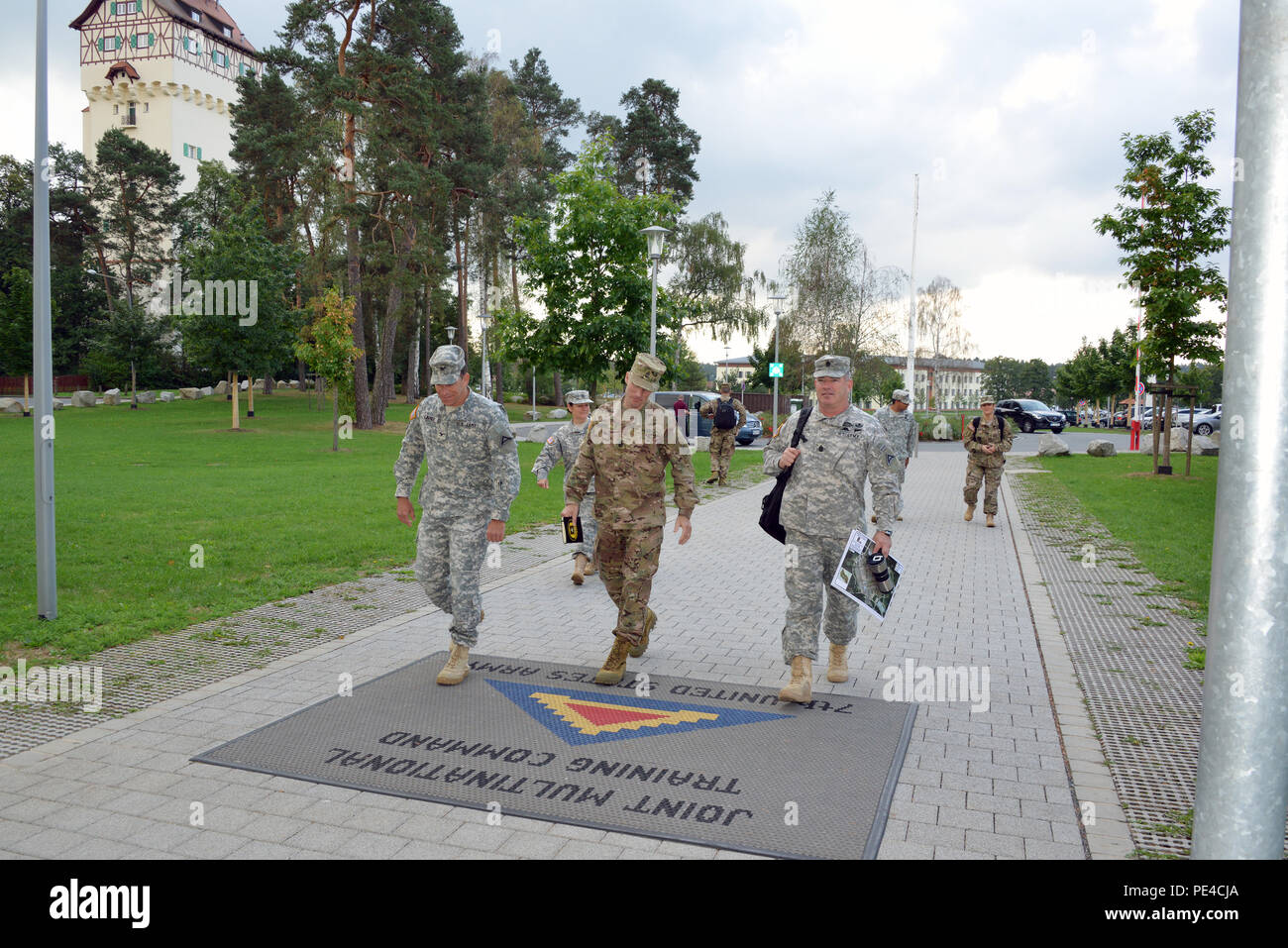 Sgt. Maj. of the Army Daniel A. Dailey (center) arrives at the 7th Army ...