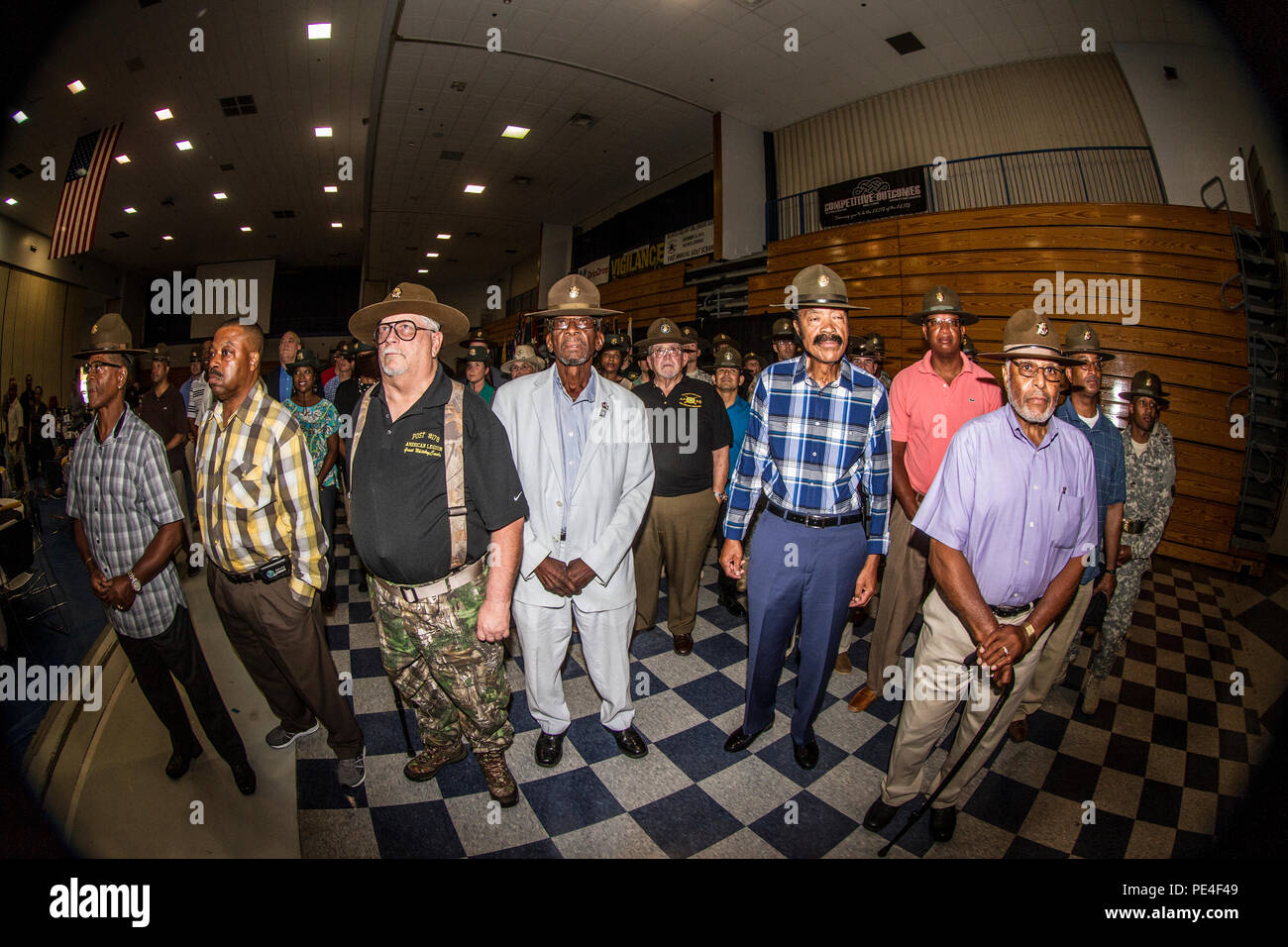 Drill sergeants, both past and present, posed for a photo at an event ...