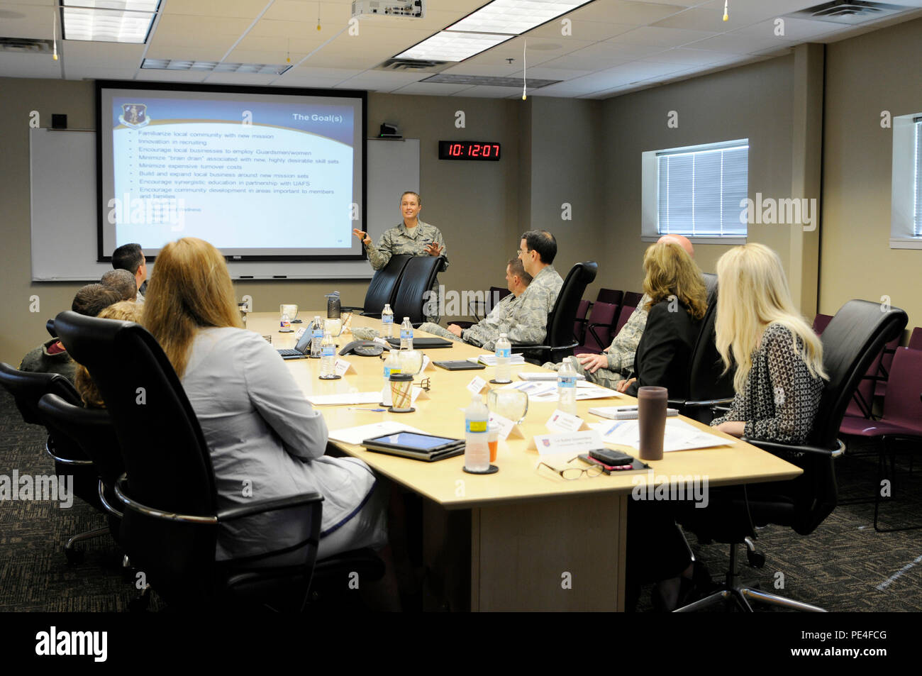 Col. Bobbi Doorenbos, 188th Wing commander, gives a mission brief at ...