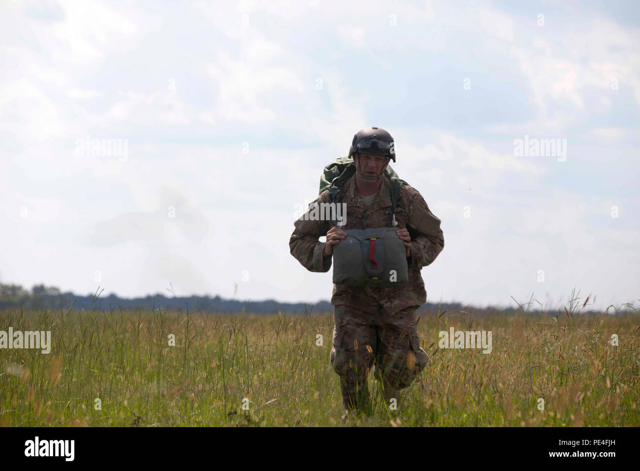 U.S. Army 1st Sgt. Jason Underhill, C Co. LRS (ABN) 3-108th CAV, walks ...