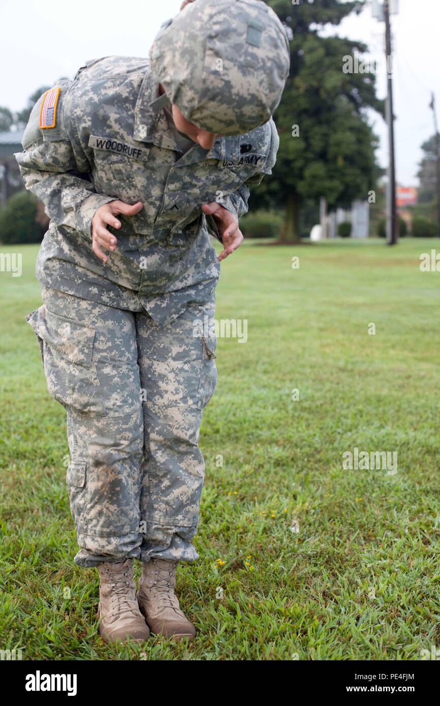 A U.S. Army paratrooper conducts pre-jump training prior to a Sept. 11 ...