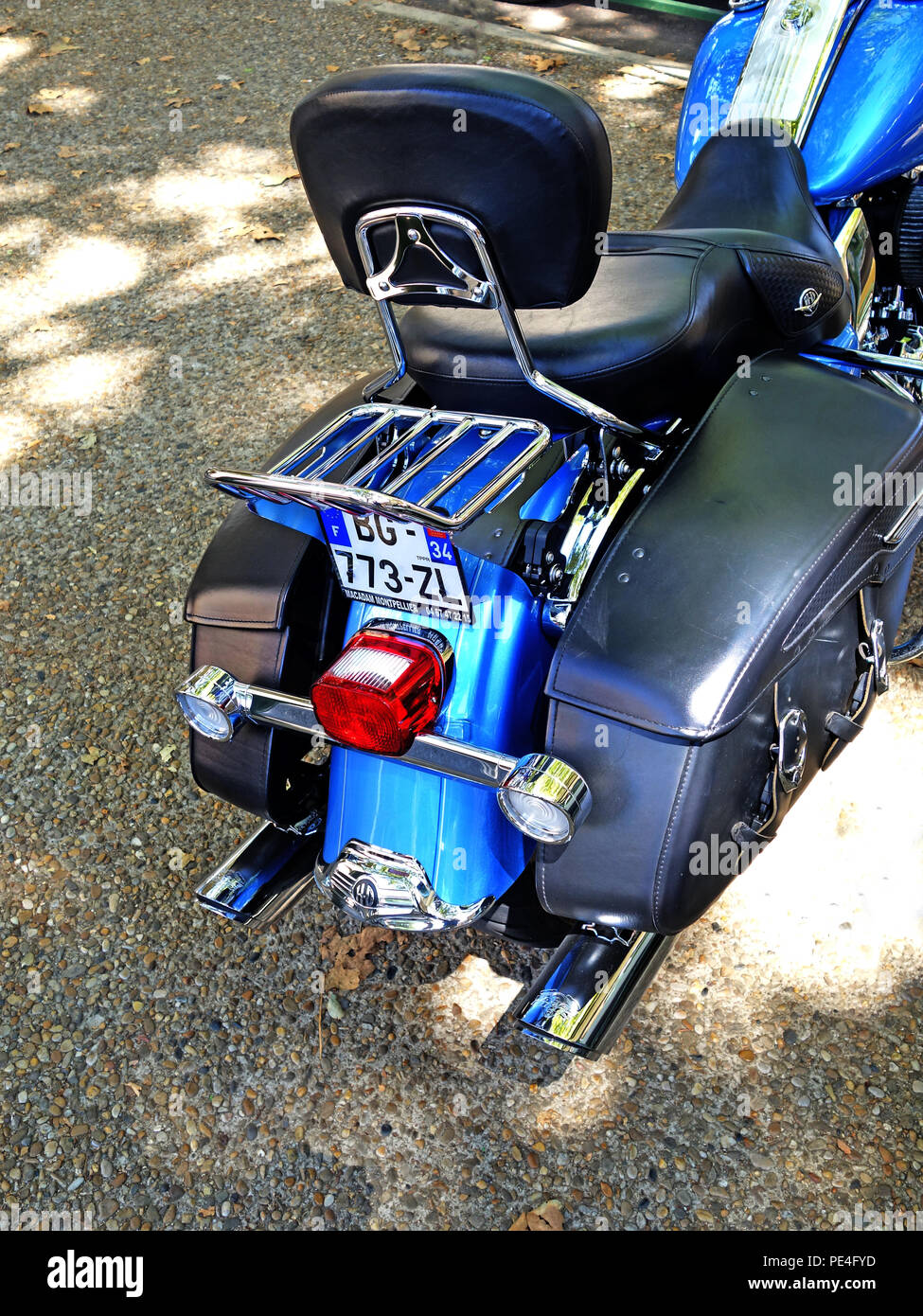 Rear view of a blue Harley-Davidson FLHRC Road King Motorbike image ...