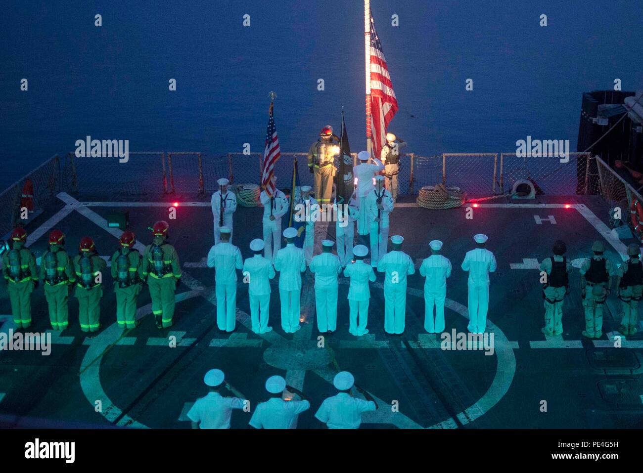 SAN DIEGO (Sept. 11, 2015) Sailors aboard guided-missile cruiser ...