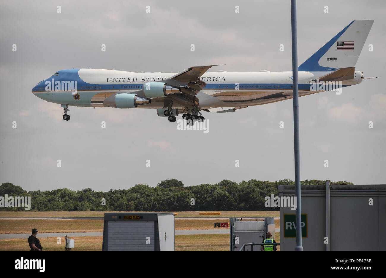 Air Force 1, carrying US President Donald Trump and First Lady Melania ...