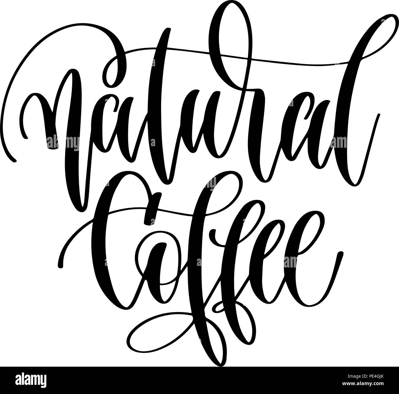 natural coffee - black and white hand lettering text Stock Vector Image ...