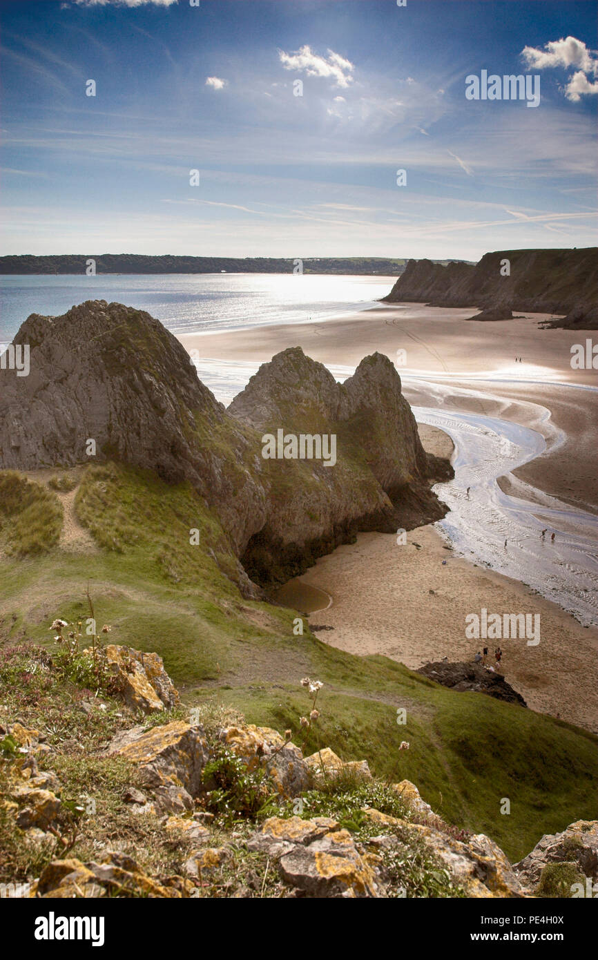 Three Cliffs Bay, Gower Peninsula, Wales,UK Stock Photo - Alamy