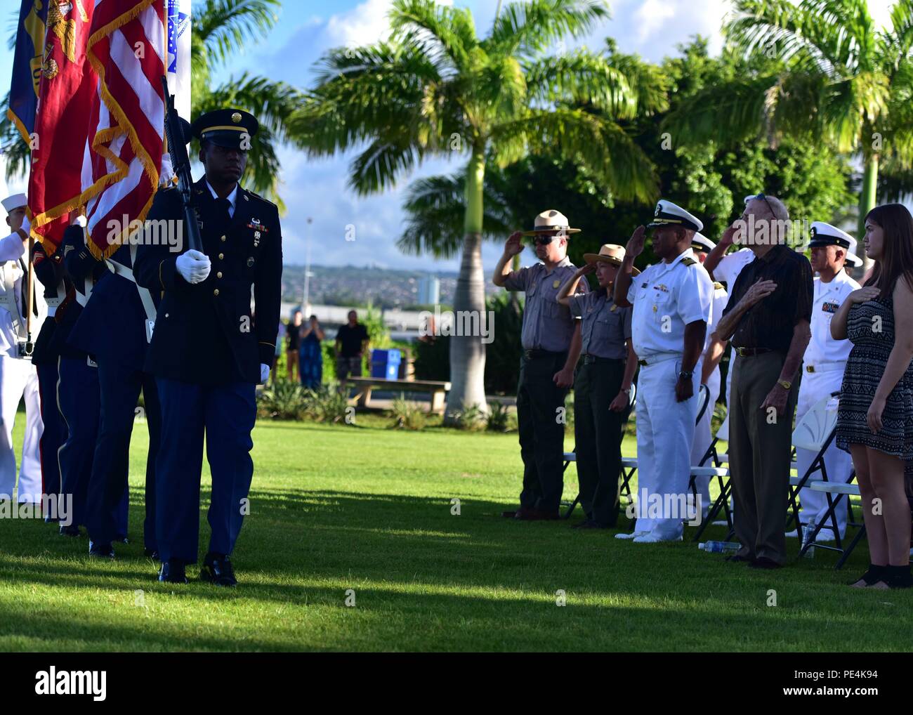 Capt. Stanley Keeve, commander of Joint Base Pearl Harbor-Hickam, and ...