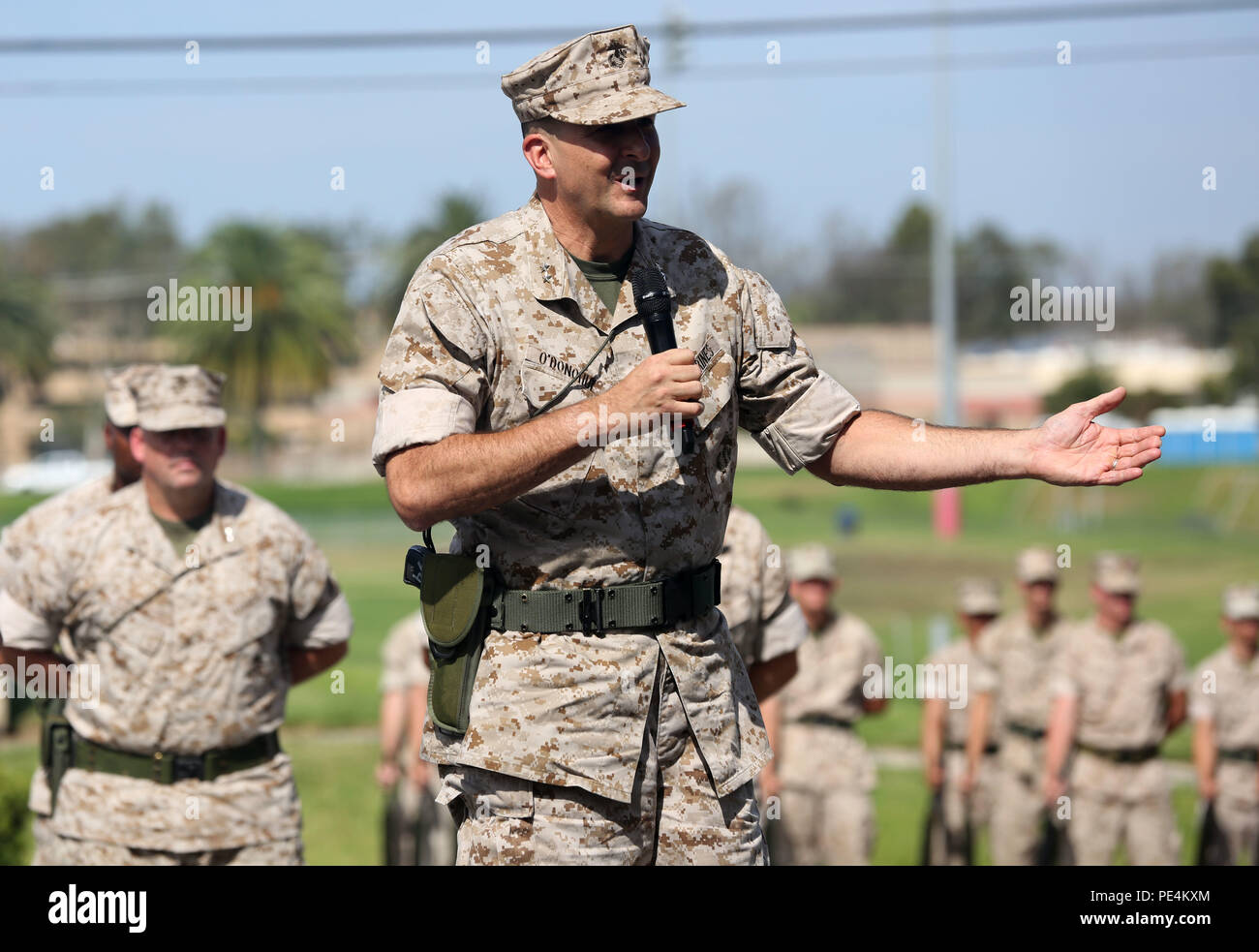 Major Gen. Daniel J. O’Donohue addresses the crowd during the change of ...