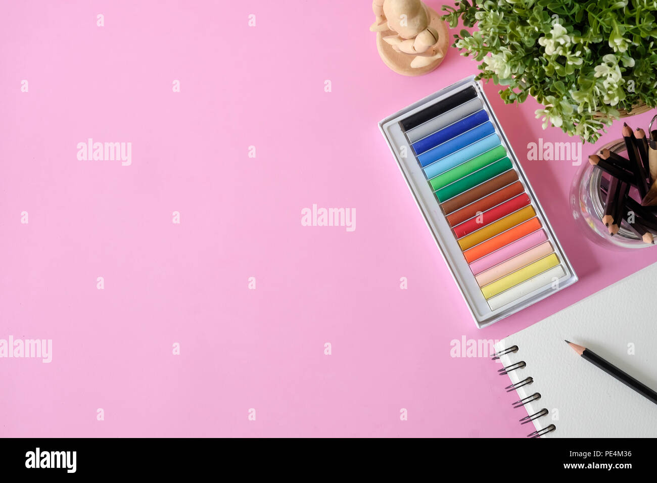 Top view designer female office desk Stock Photo - Alamy