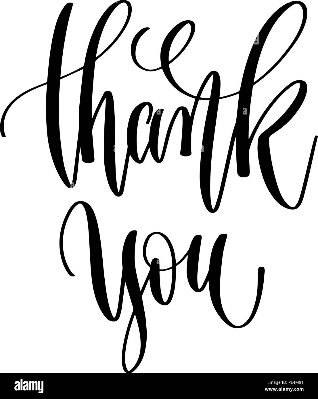 thank you - black and white hand lettering inscription text Stock ...