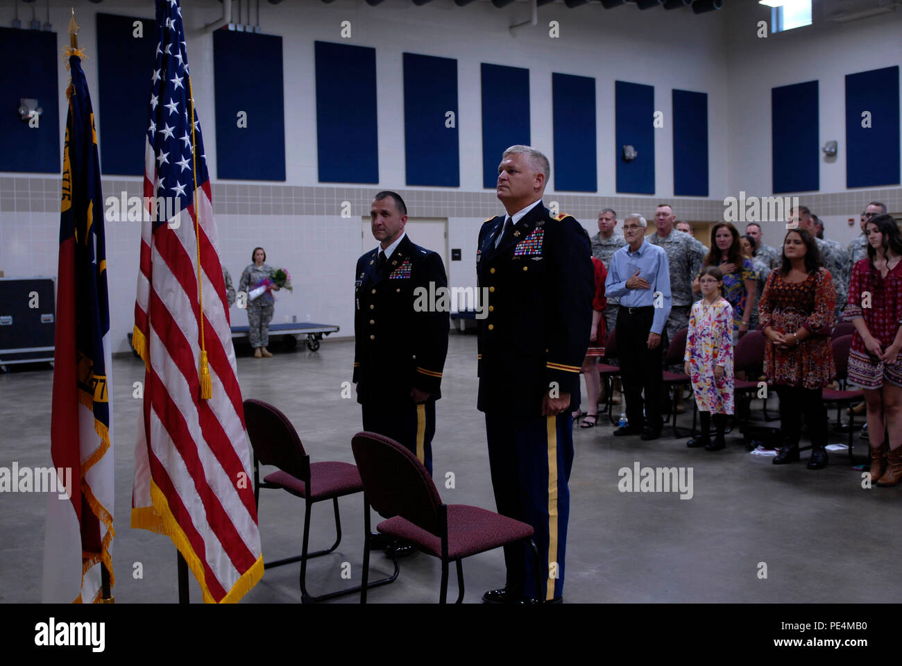 North Carolina Army National Guard Col. Beau Cook (left), of the 130th ...
