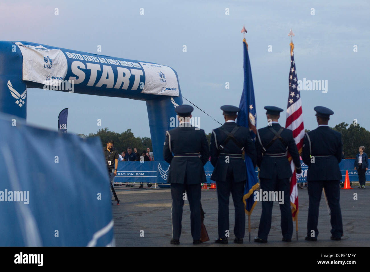 The 19th Air Force Marathon's start line. (USAF Photo taken by Senior ...