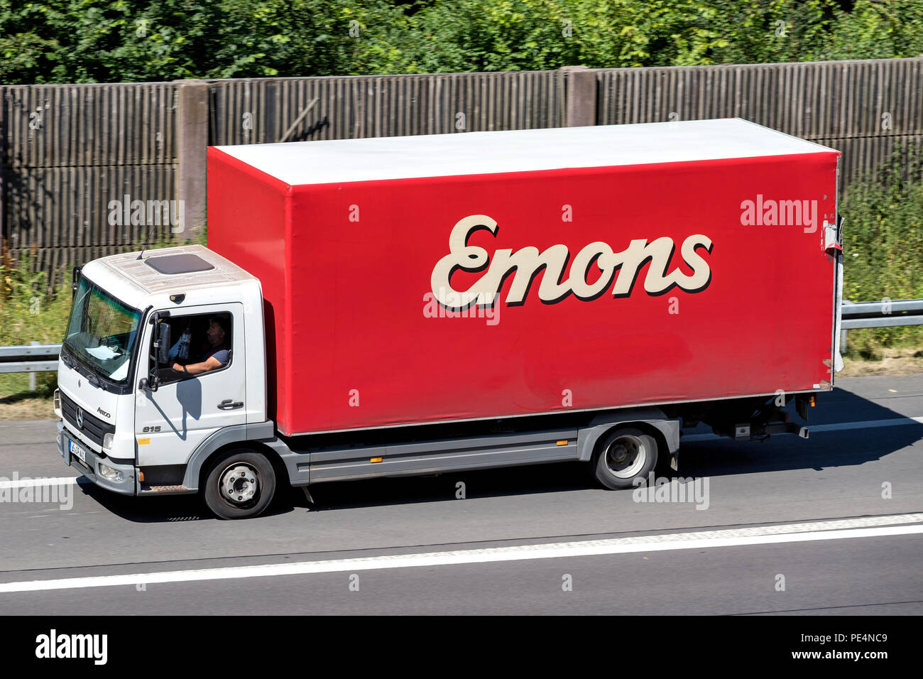 Emons truck on motorway. Emons is a German logistics company, founded ...