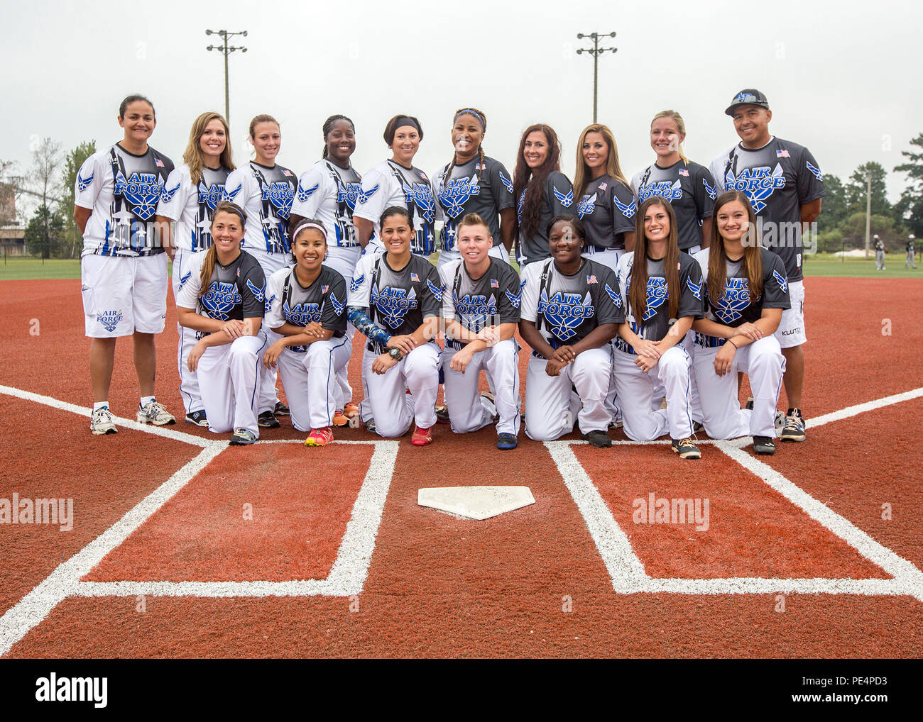 The U.S. Air Force women’s softball team poses for a group photo at ...
