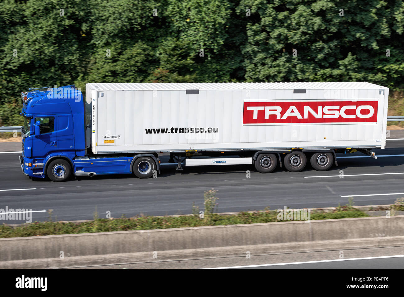 Transco truck on motorway. Transco is a German logistics company ...