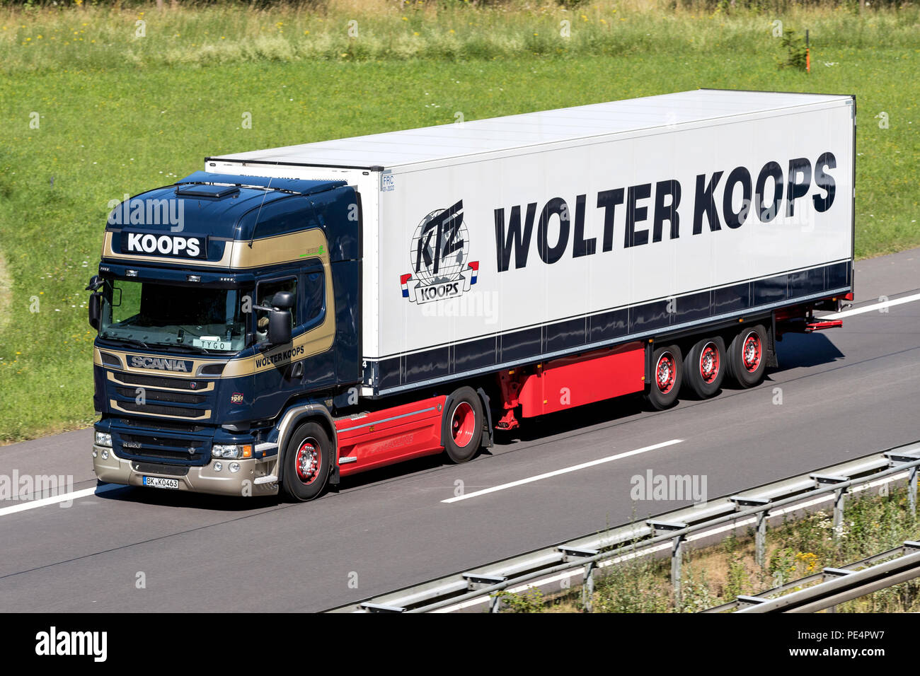 Wolter Koops truck on motorway. Wolter Koops is a Dutch service ...