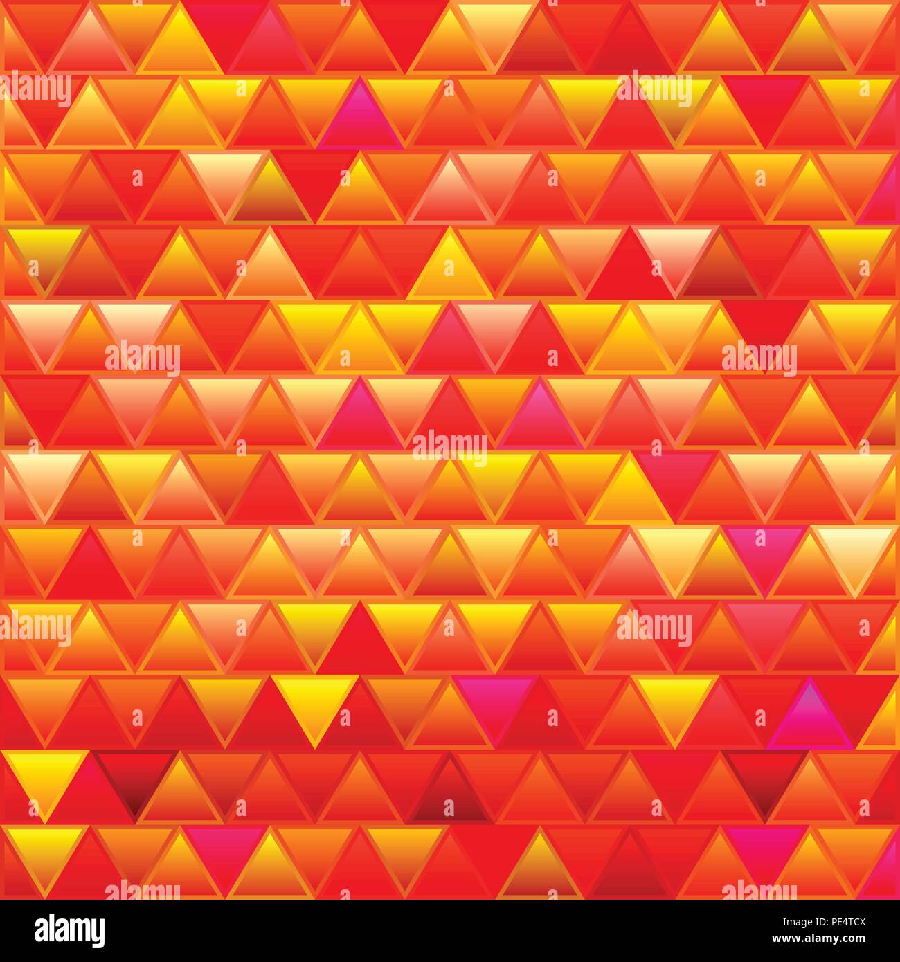 abstract vector stained-glass triangle mosaic background - red and ...