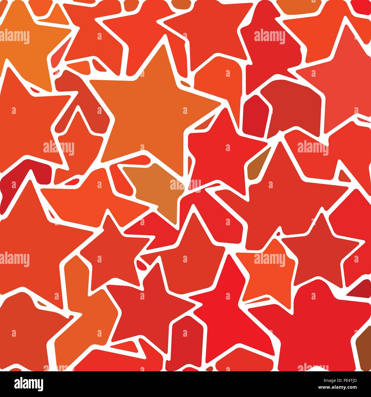abstract vector stained-glass mosaic background - red and orange stars ...