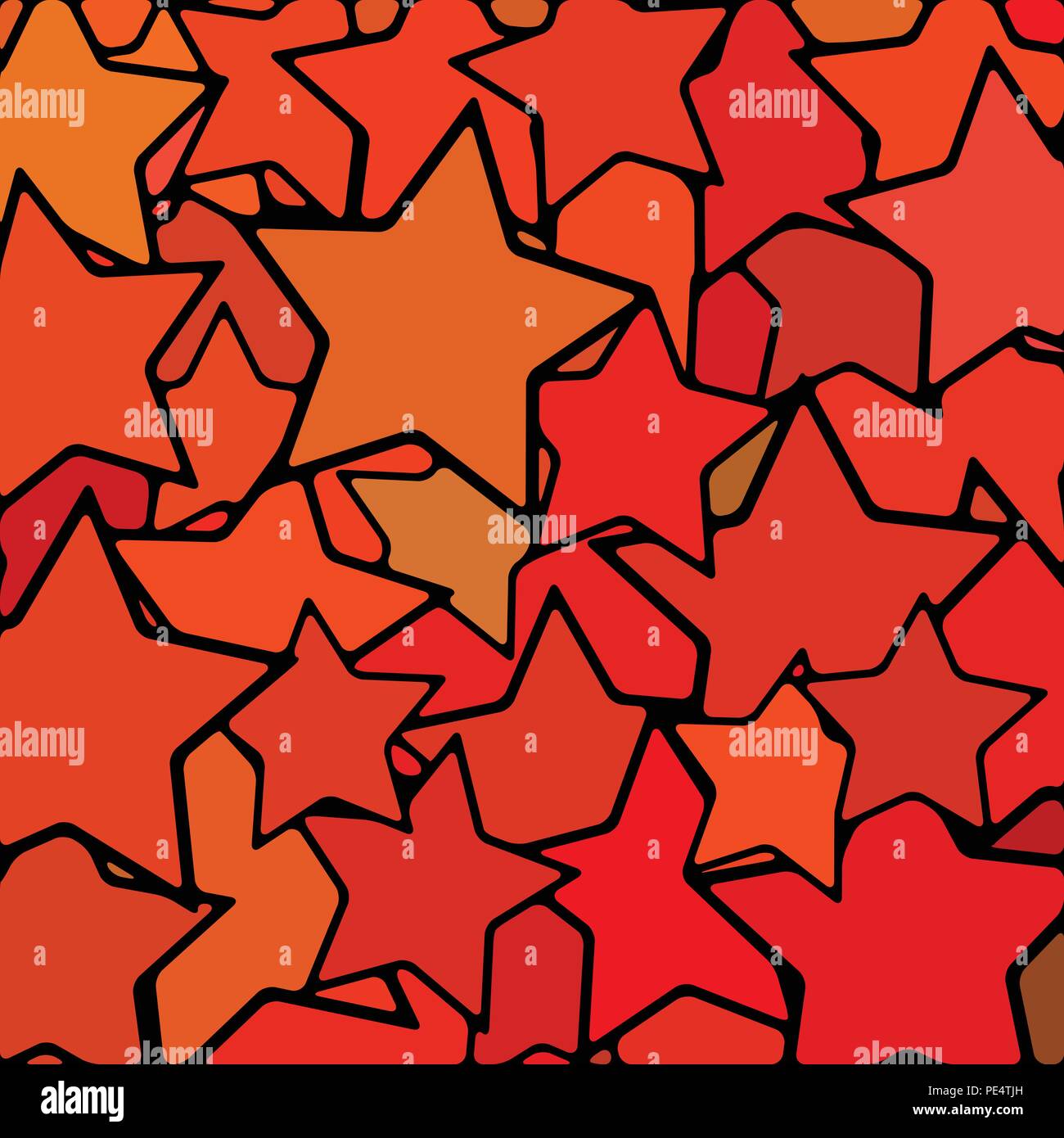 abstract vector stained-glass mosaic background - red and orange stars ...