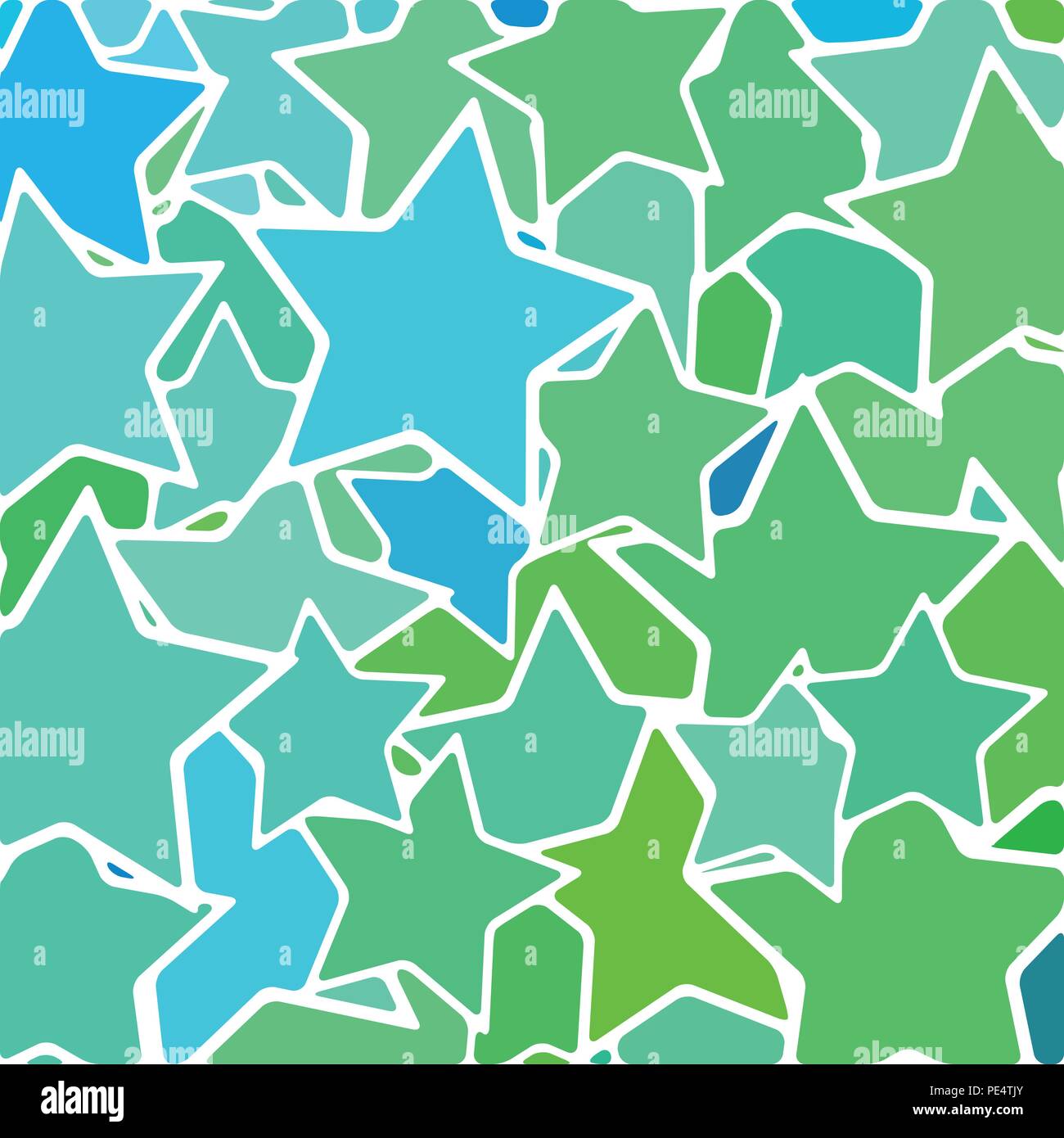 abstract vector stained-glass mosaic background - green and blue stars ...