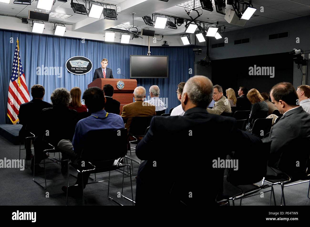 Pentagon Press Secretary Peter Cook briefs reporters during a news ...