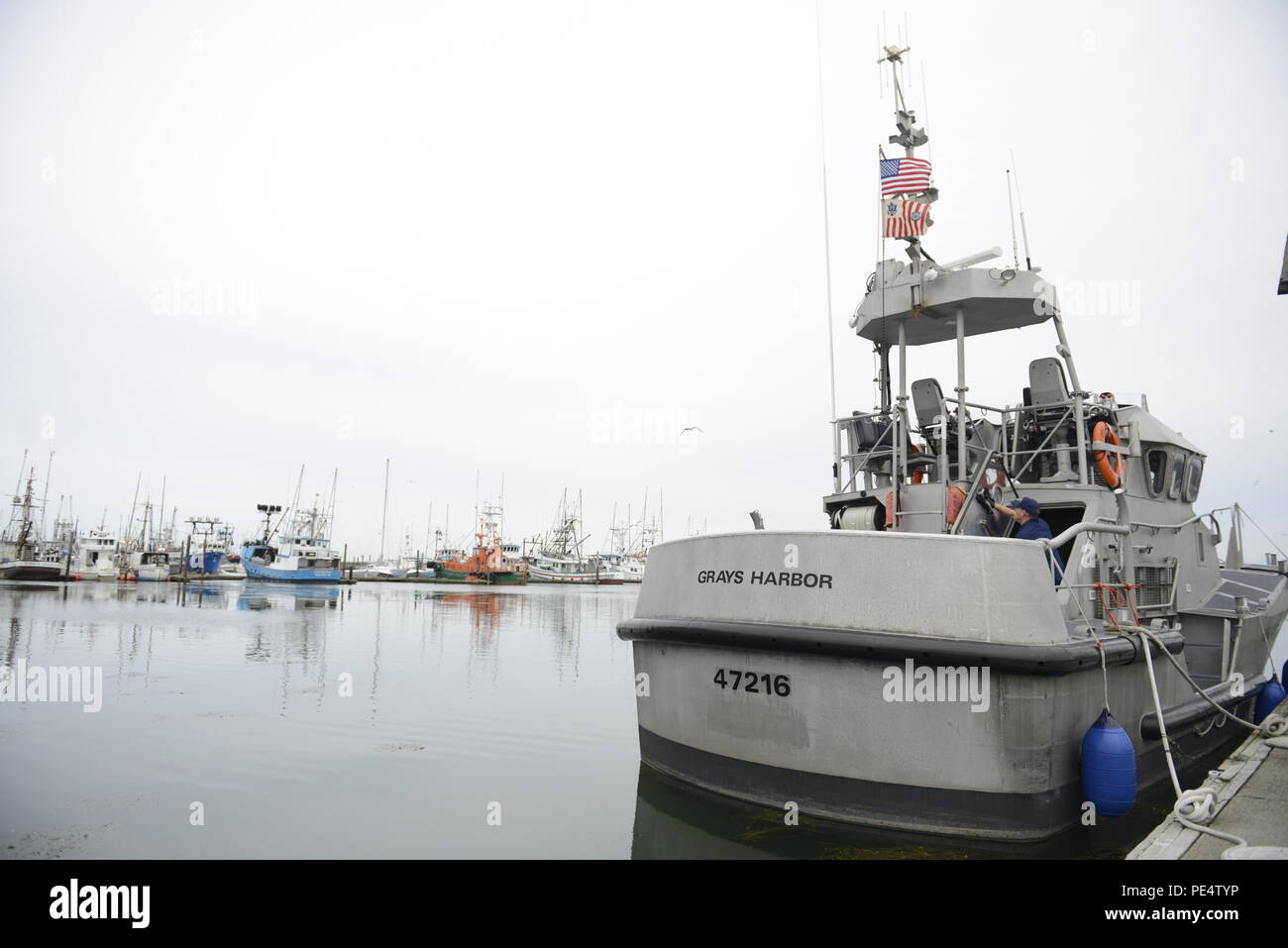 A 47-foot Motor Life Boat sits at Coast Guard Station Grays Harbor in ...