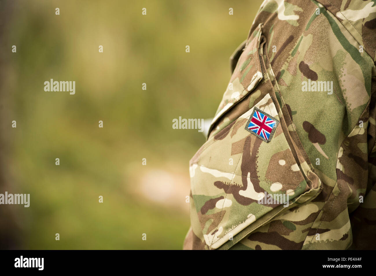 A patch of the British flag is worn on the uniform of the British Royal ...