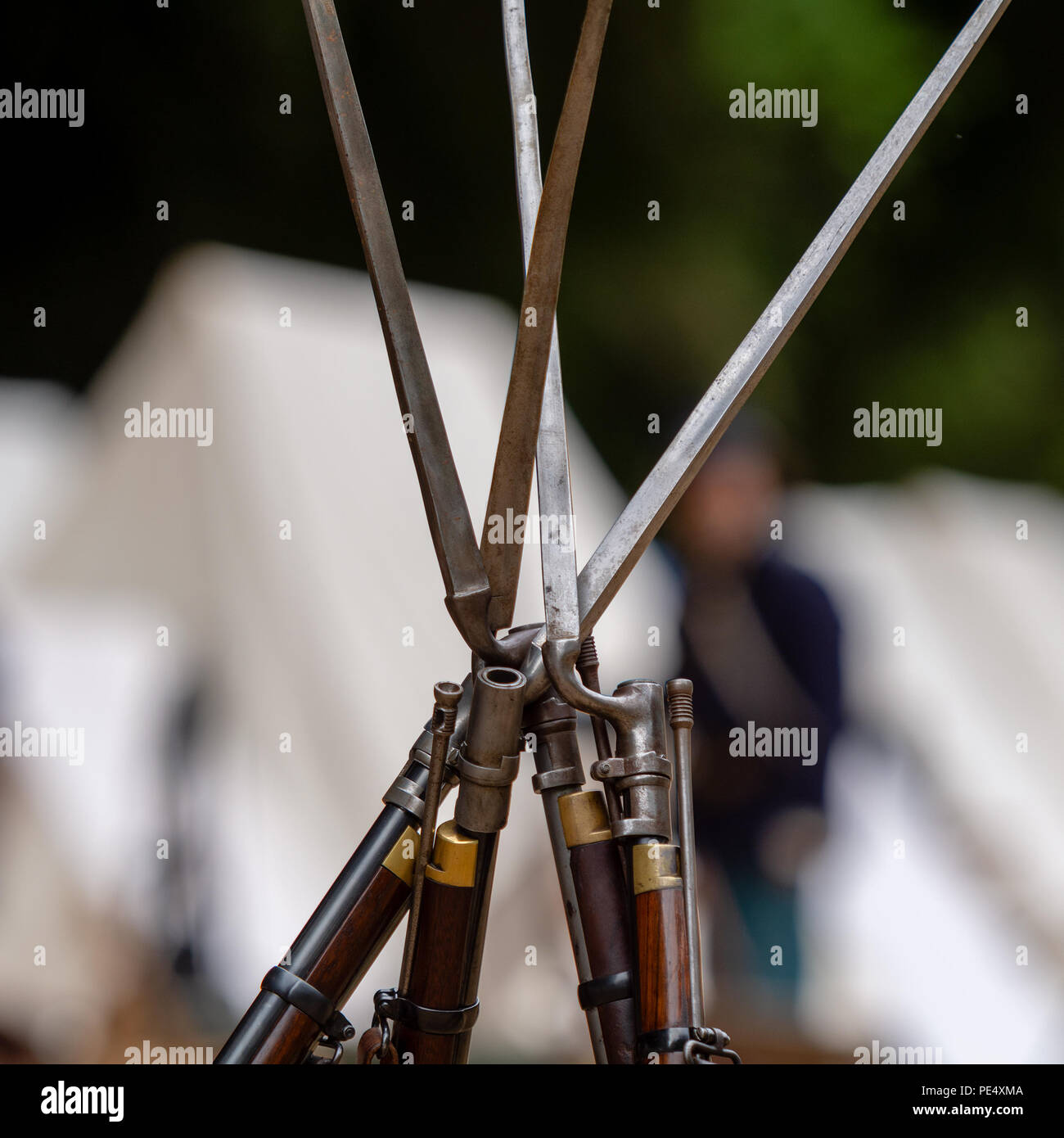 Rifled Musket from the American Civil War times resting on one another ...