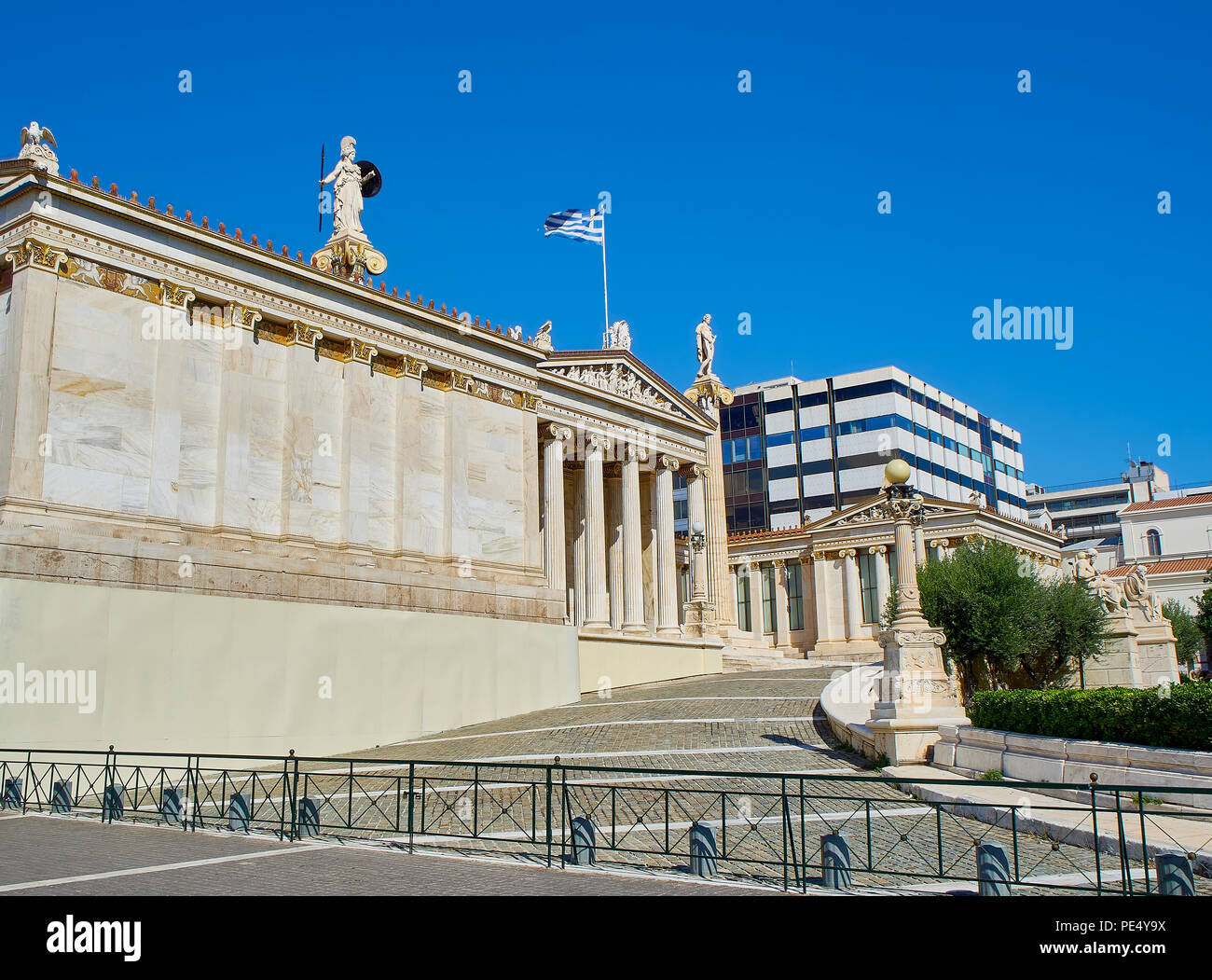 Principal facade of The Academy of Athens. Greece National academy ...
