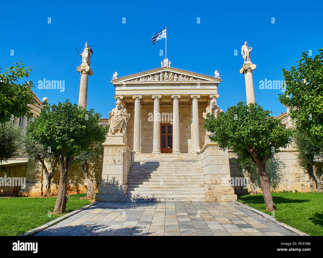 Principal facade of The Academy of Athens, Greece National academy ...