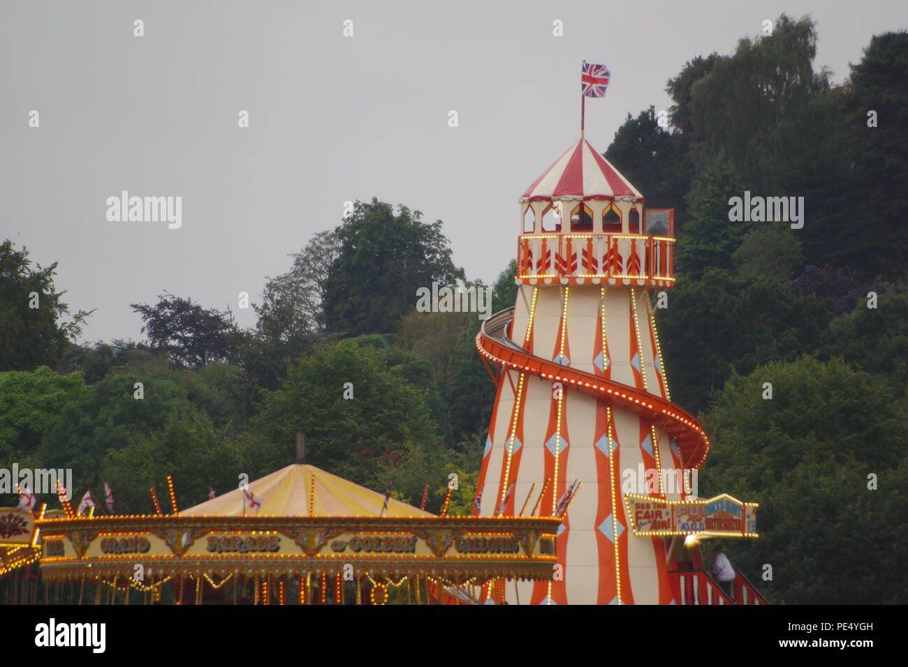 Helter Skelter, British Tower Slide at a Summer Fun Fair. Bristol ...