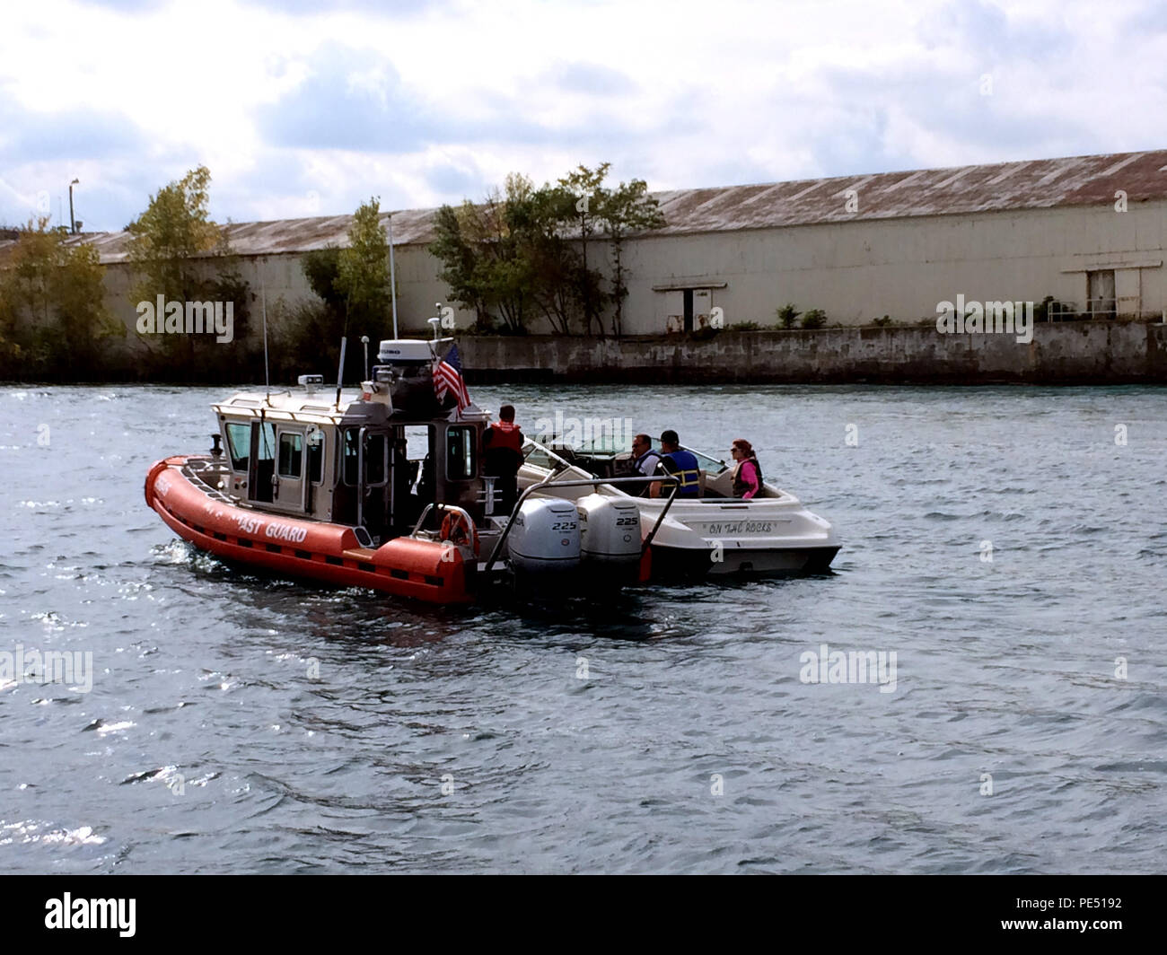 Members from Station Port Huron, Mich., aboard a 25-foot response boat ...